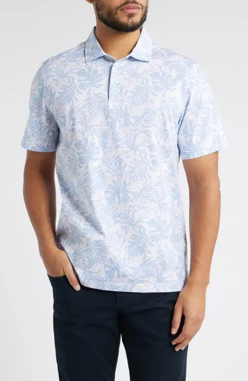 Bugatchi Victor Ooohcotton® Palm Leaf Print Polo - Air Blue
