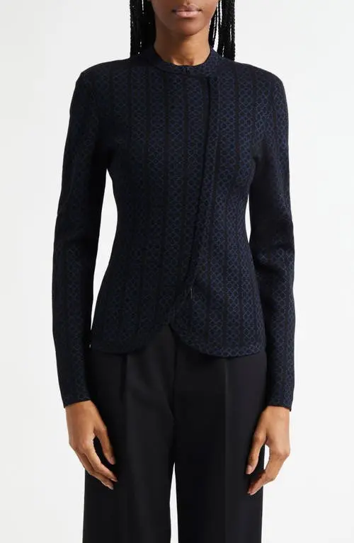 Emporio Armani Vertical Stripe Asymmetric Jacket - Solid Black