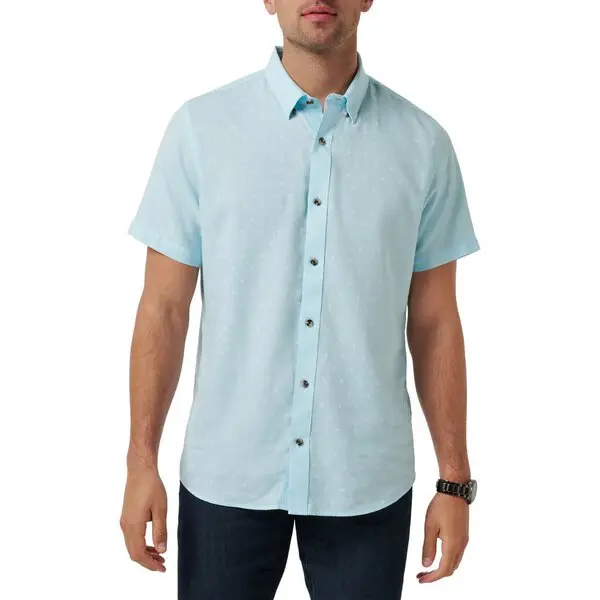 Travis Mathew Early Check In Cotton Button-up Shirt - Cory Blue