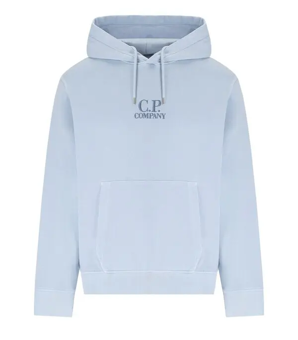 C.P. COMPANY Brushed Cotton Hoodie - Light Blue
