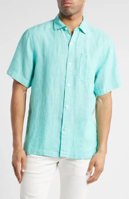 Tommy Bahama Paradise Breezer Short Sleeve Linen Button-up Shirt - Kohala Teal