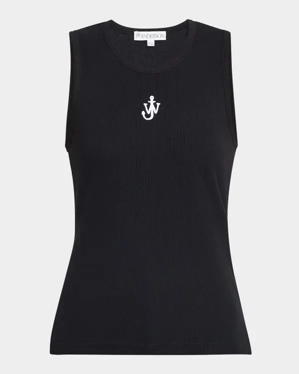 JW Anderson Anchor Embroidered Tank Top - Black