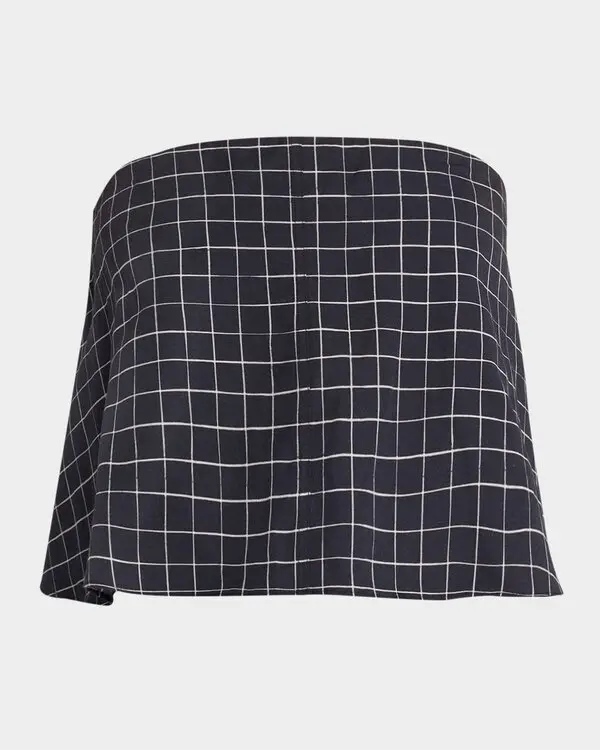 Vince Trellis Plaid Strapless Top - Blackcream