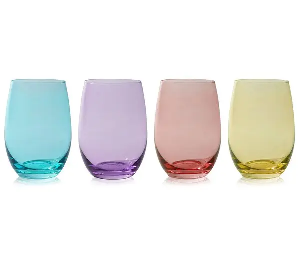 TRUE BRANDS Color Stemless Wine Glass Set Of 4