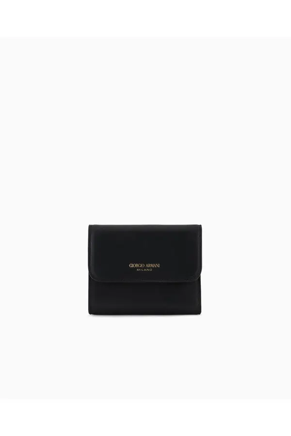 Giorgio Armani Leather Trifold Wallet - Black