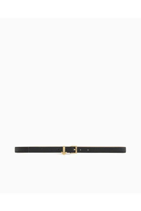 Emporio Armani Deer-print Belt With Logo Charm - Black