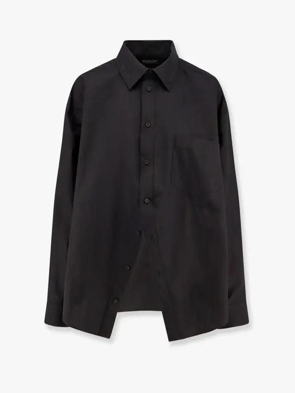 Balenciaga Swing Cotton Shirt With Embroidery In Black 40% Off