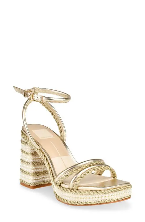 Dolce Vita Agnes Ankle Strap Platform Sandal - Platinum Metallic Leather