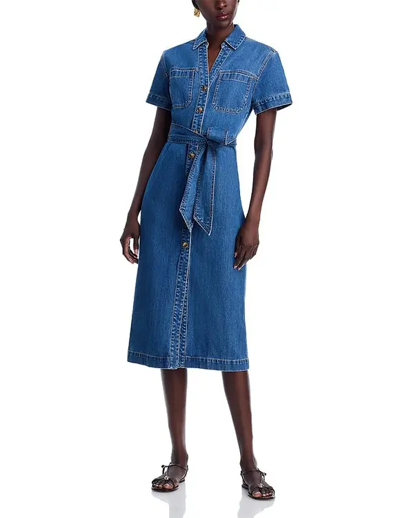 Veronica Beard Tabby Midi Shirtdress - Cornflower