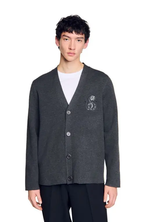 Sandro Milano Knit Cardigan With Snake Patch - Lime