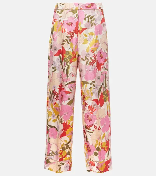 Max Mara Leda Floral Silk Wide-leg Pants - Multicoloured