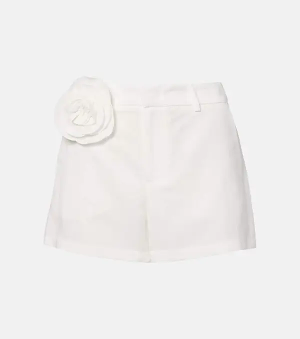 Blumarine Floral-appliqué Gabardine Shorts - White