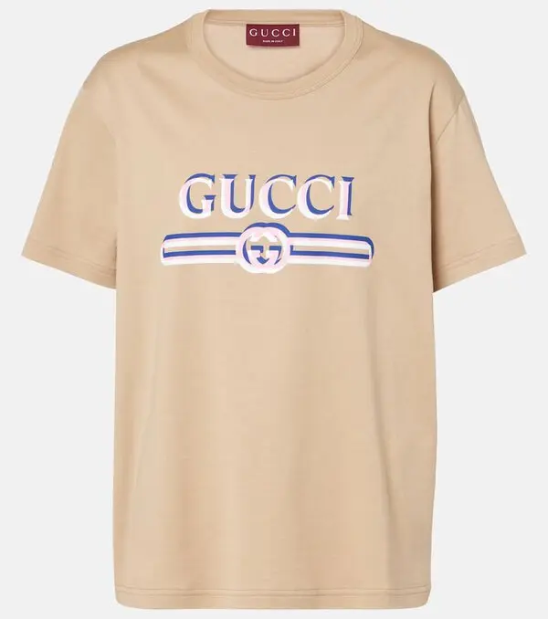 Gucci Logo Cotton T-shirt - Beige