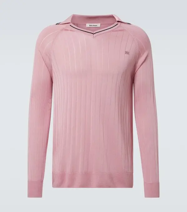 トップス Wales Bonner Roots polo shirt sweater M Wales Bonner Roots Polo Shirt - Pink - 30% Off | Editorialist
