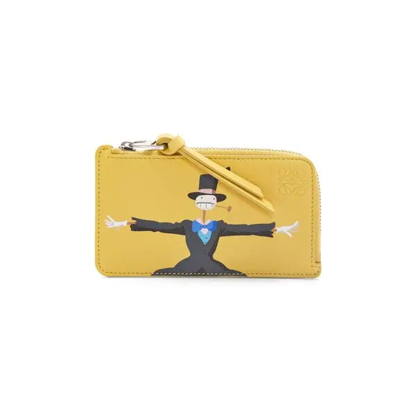 Loewe X Howls Turnip Head Coin Cardholder In Classic Calfskin - Dark Yellow