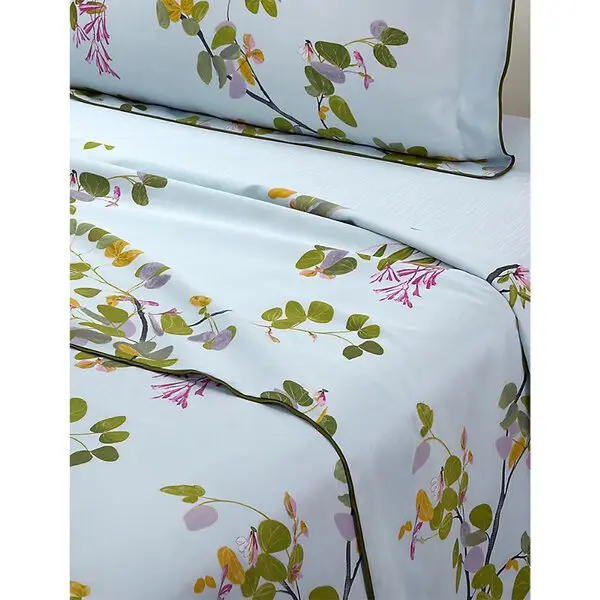 YVES DELORME Luciole Floral-print Cotton Flat Sheet