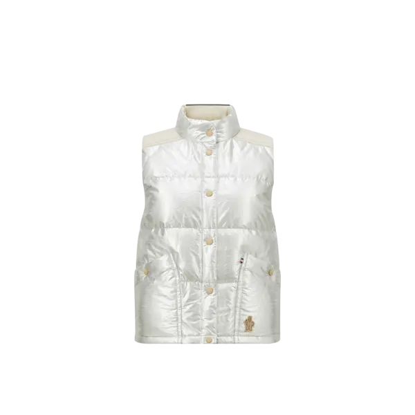 Moncler Pinchot Lamé Down Vest - Grey