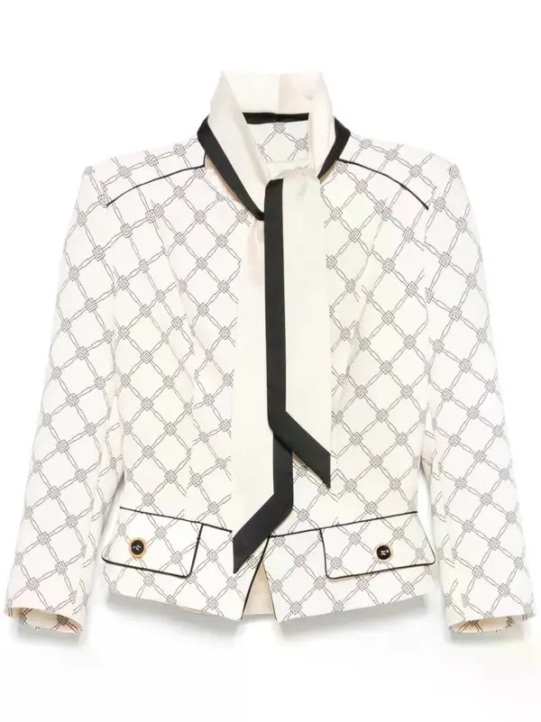 Elisabetta Franchi Printed Crepe Jacket - Neutrals