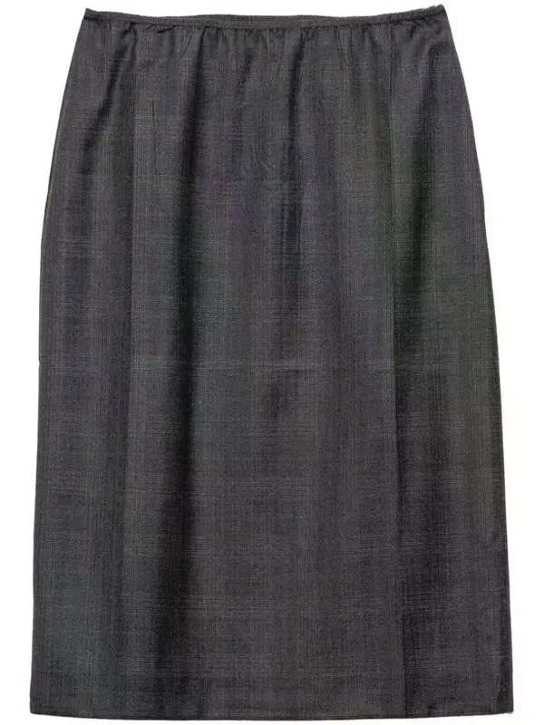 Prada Wool Checked Skirt - Grey