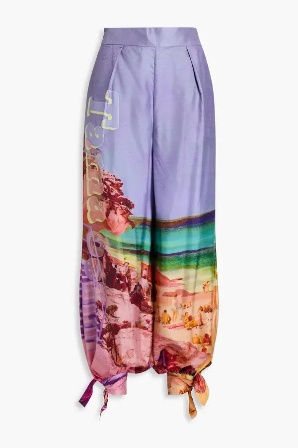 Zimmermann Pleated Printed Silk-twill Tapered Pants