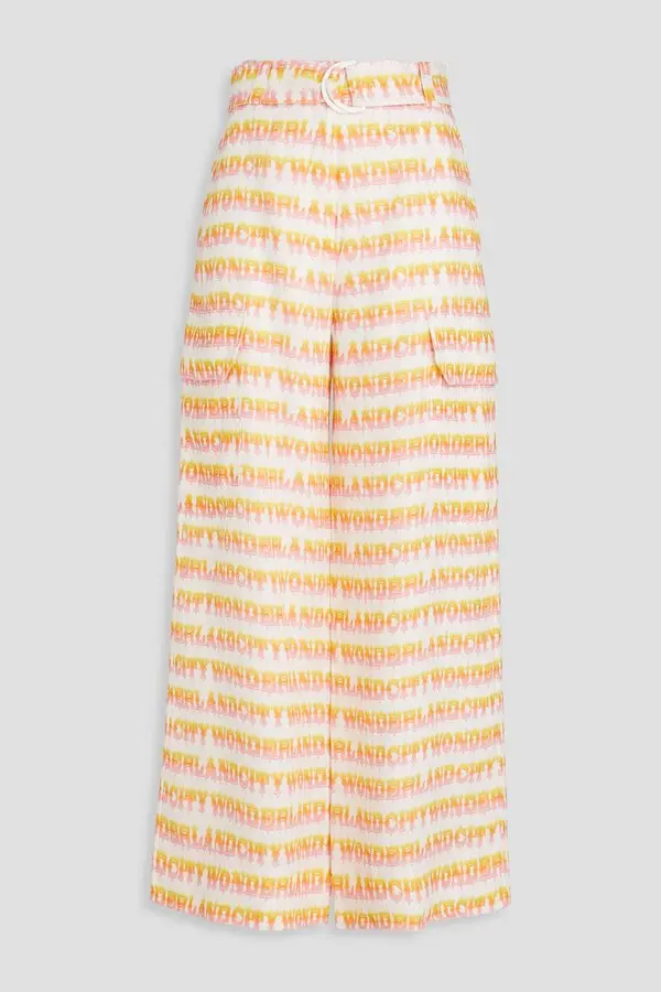 Zimmermann Printed Wide-leg Linen Pants