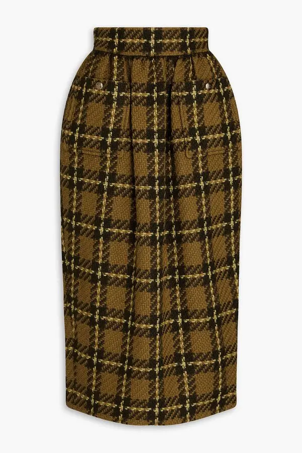 Zimmermann Checked Wool-tweed Midi Skirt