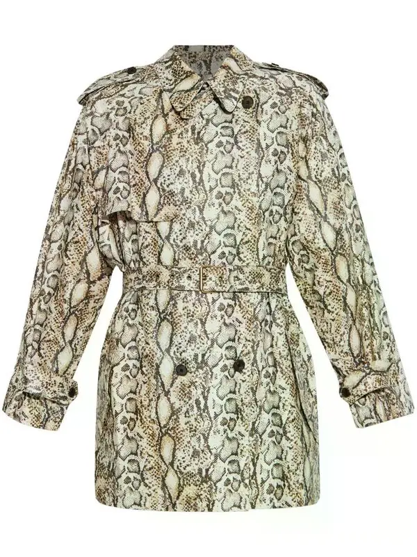 Isabel Marant Snakeskin-effect Trench Coat - Neutrals
