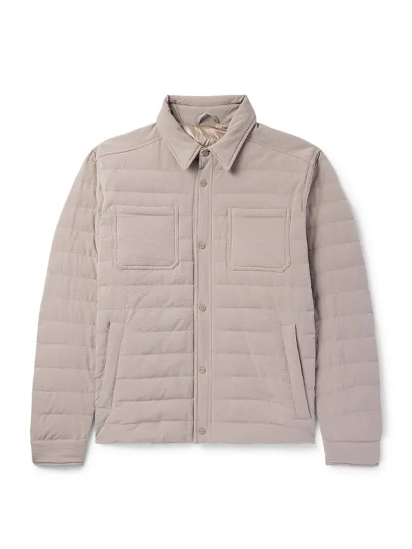 Herno Quilted Striped Seersucker Down Jacket