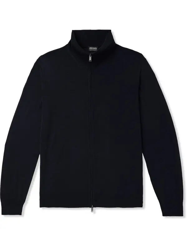 Zegna Wool Zip-up Cardigan - Blue