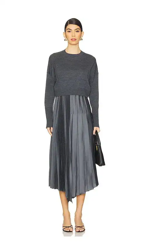 navy blue dress for baby girl Allsaints Adriana Asymmetrical Hem Dress With Sweater In Turbulence Grey -  45% Off
