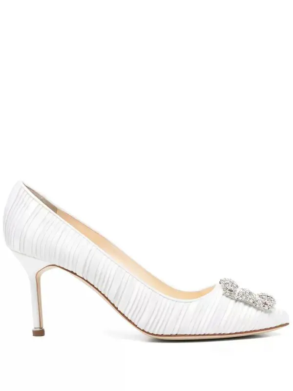 Manolo Blahnik 70mm Hangisi Pumps - White