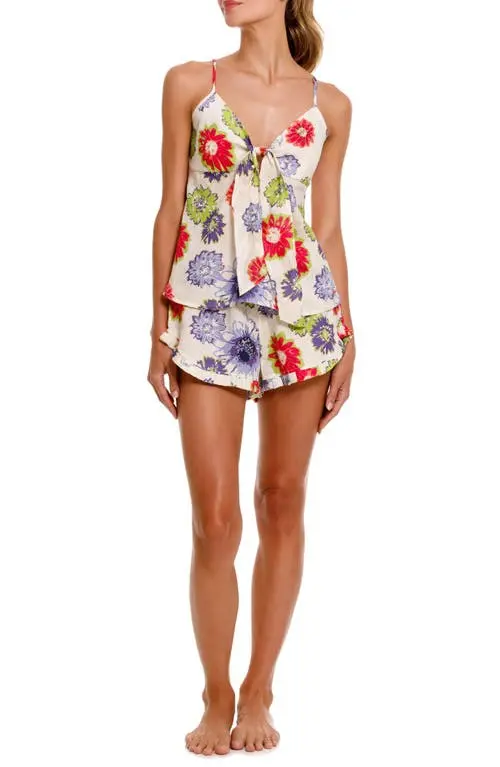 THE LAZY POET Rosie Floral Linen Short Pajamas - White