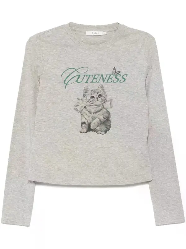 B+AB Graphic-print Long-sleeve T-shirt - Grey