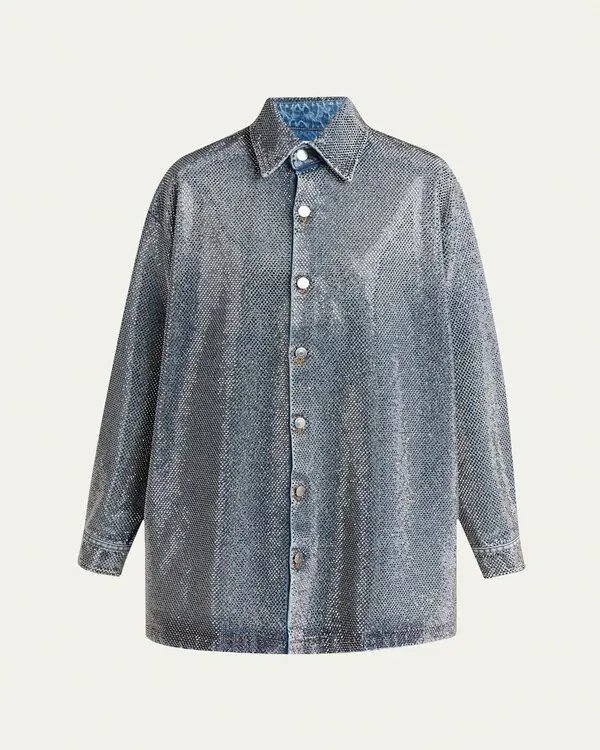 Stella McCartney Crystal Hotfix Denim Overshirt - Vint Bl Denim