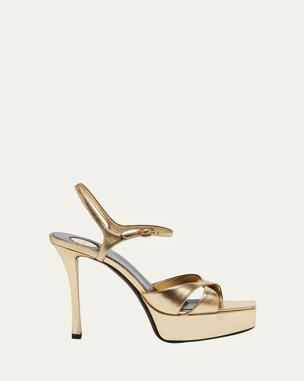 Saint Laurent Debbie Platform Sandals - Oro