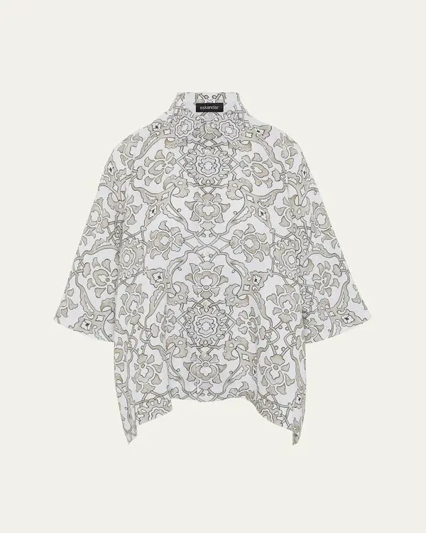 Eskandar Wide Short-sleeve Linen Shirt - Natural
