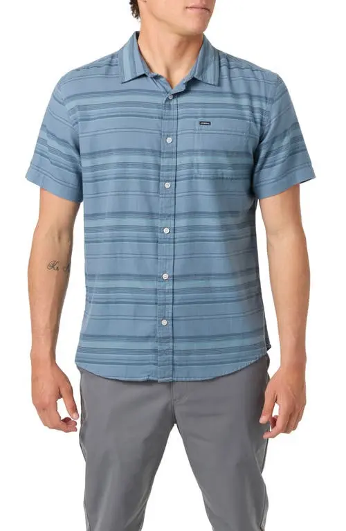 O'Neill Seafaring Stripe Stretch Short Sleeve Button-up Shirt - Blue Mirage