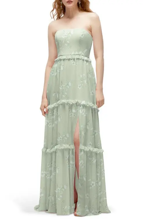 After Six Ruffle Chiffon Strapless Gown - Vintage Primrose Sage