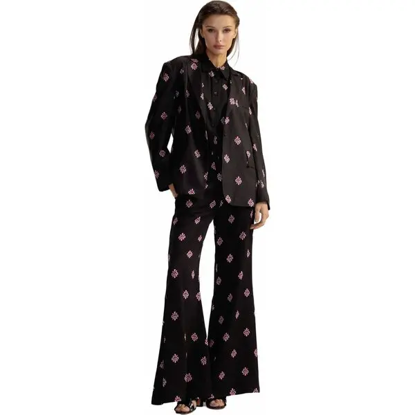 Cynthia Rowley Blake Silk Twill Blazer - Black Multi