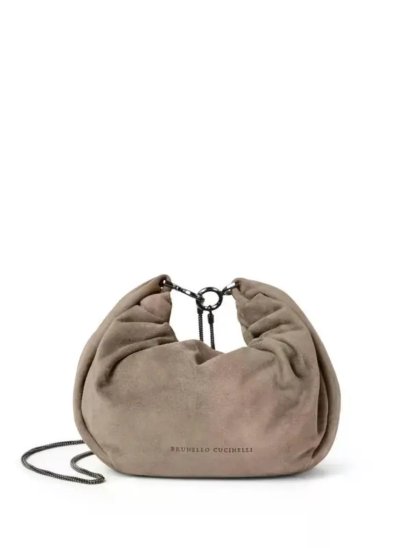 Brunello Cucinelli Debossed-logo Cross Body Bag - Brown