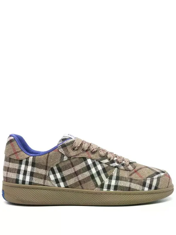 Burberry Checked Sneakers - Brown