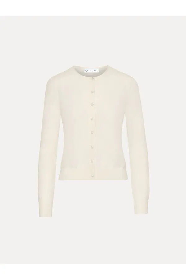 Oscar De La Renta Wool-blend Cardigan - Natural