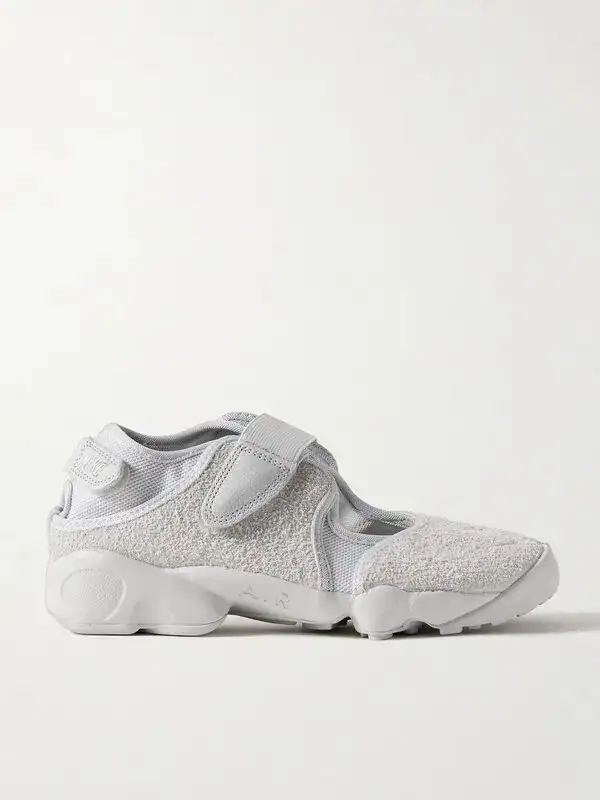 Nike Air Rift Split-Toe Brushed-Suede And Mesh Sneakers In Gray