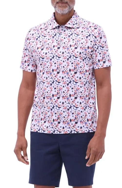 Bugatchi Hendrix Digital Floral Print Pima Cotton Polo - Navy