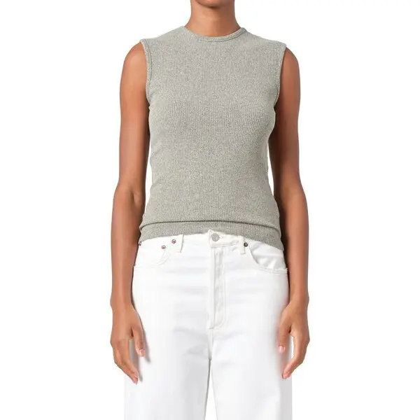 AGOLDE Binx Rib Tank - Celery (green Heather)