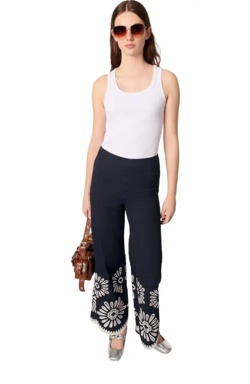 Maje Pants With Crochet Details - Navy
