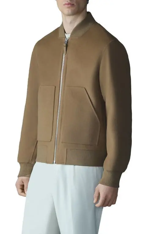Mackage Emilio Water Repellent Wool Double Face Bomber Jacket - Light Camel