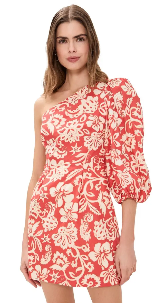 DRESS TO Floral Print One-shoulder Mini Dress