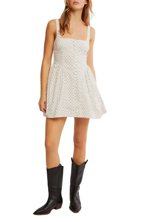 Free People Astrid Polka Dot Mini Dress - Ivory Combo