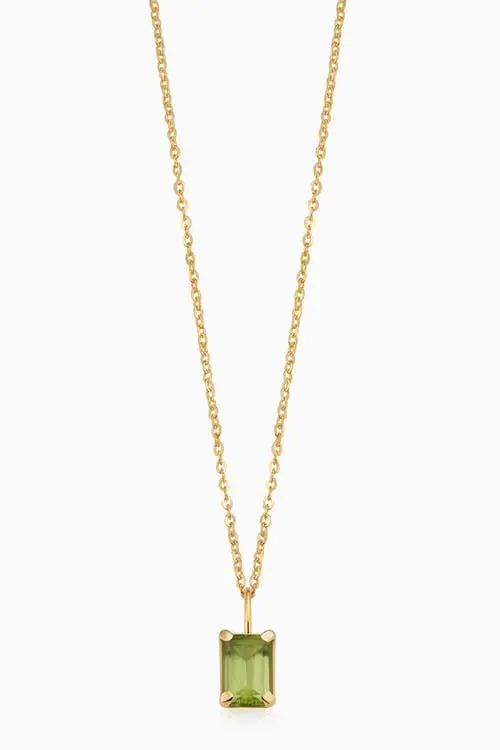 ORADINA 14k Yellow Gold Pendant Necklace - Peridot - August